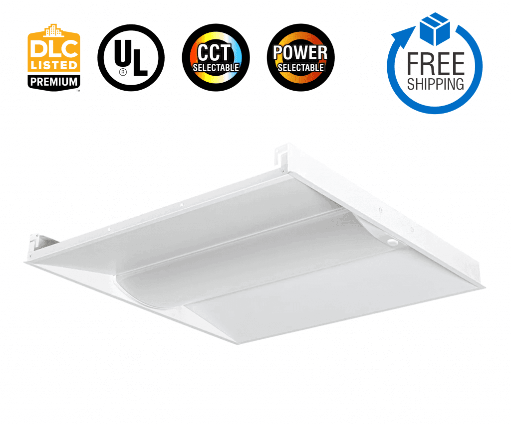 20-30W Selectable LED Troffer Light with Sensor (2' x 2') 2-PACK ...