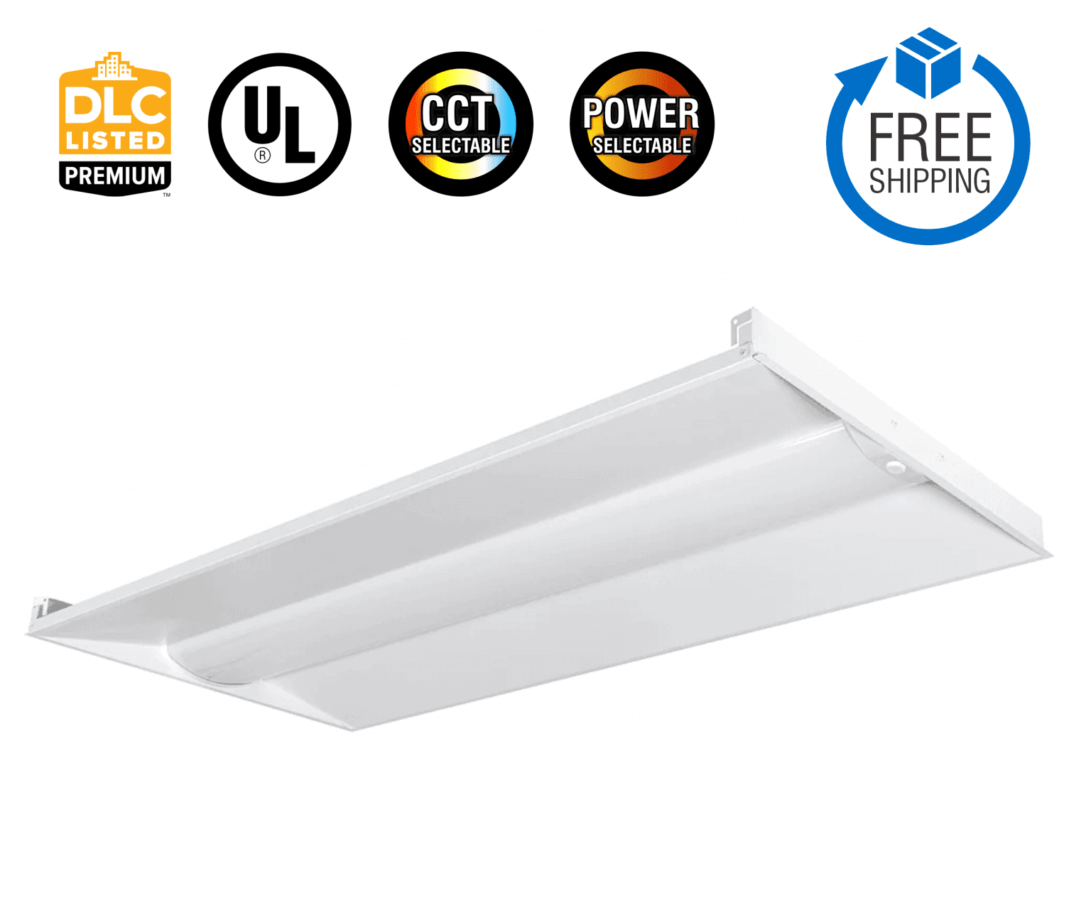 34-45W Selectable LED Troffer Light with Sensor (2' x 4') 2-PACK ...